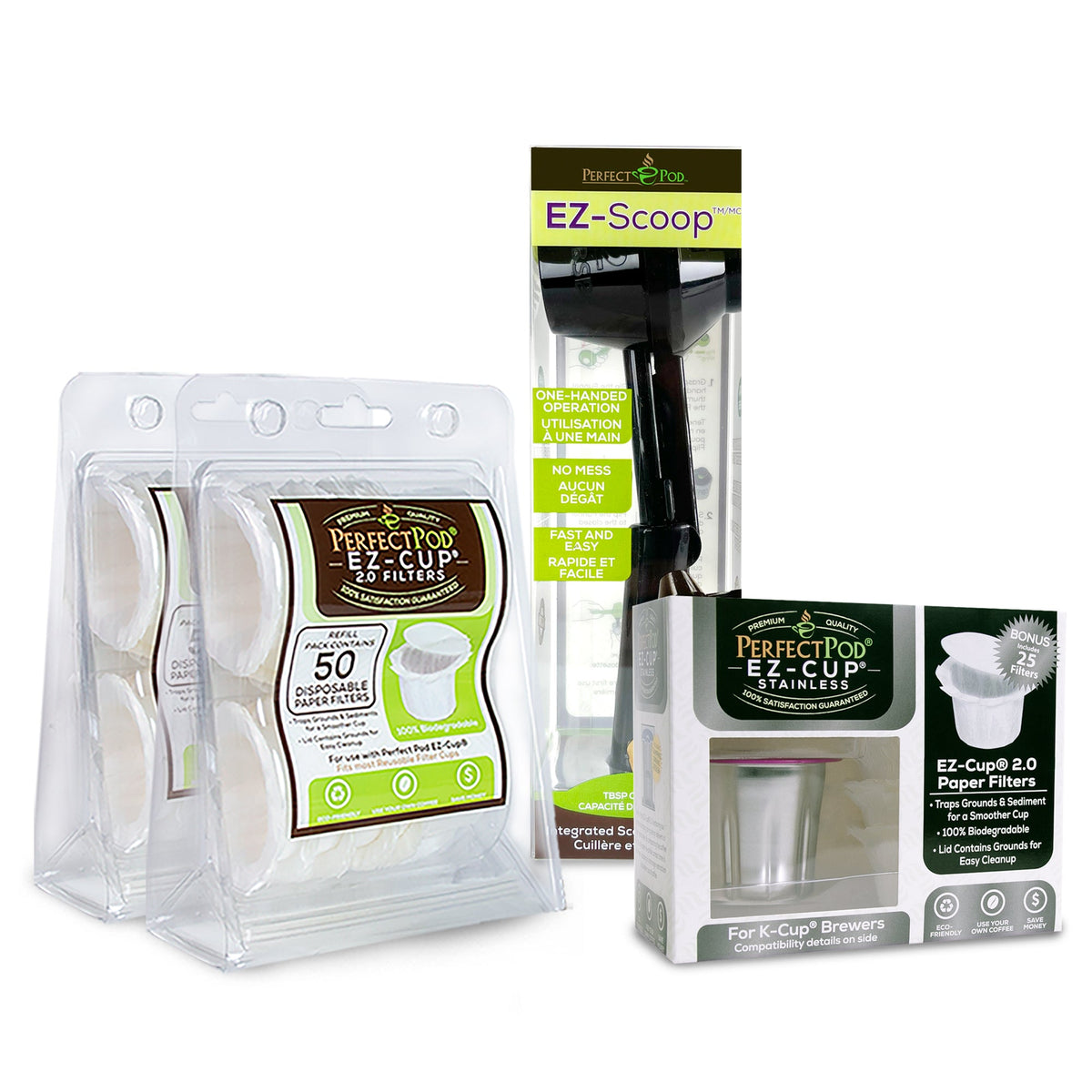 EZ-Cup Stainless Steel Starter Kit for 1 Stream Single Serve Coffee Ma ...